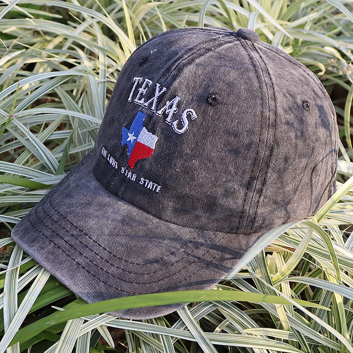 OASCUVER Texas Lone Star State Hat, American TX States Flag Map Shape Embroidered Adjustable Baseball Cap for Men Women