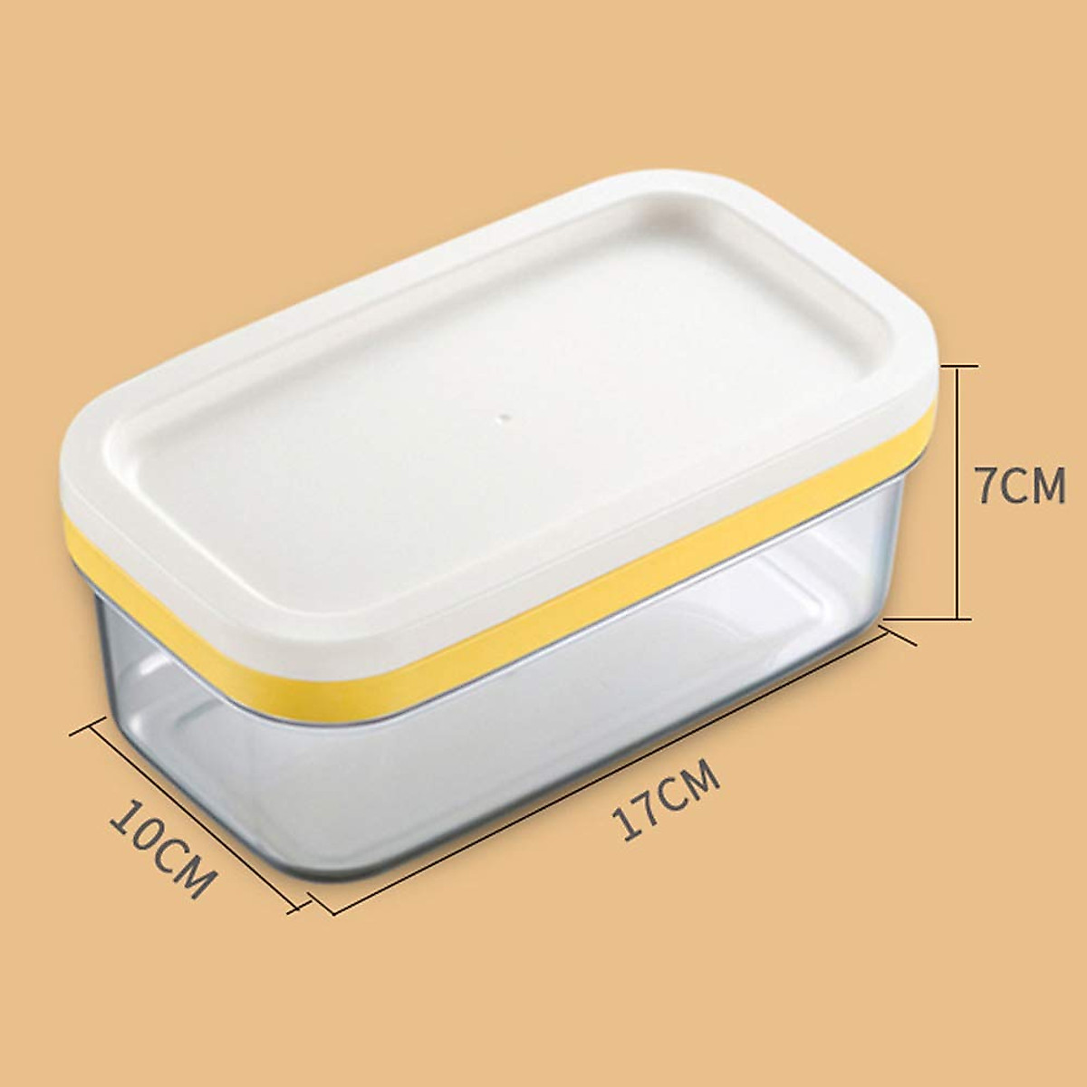 Butter Dish with Lid Rectangle Butter Keeper with Cutter Slicer for Easy Cutting and Storage, Butter Box for Refrigerate Butter Container Butter Case(White + Yellow)