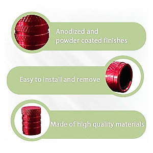 Ziciner 5 PCS Car Tire Valve Stem Caps, Anodized Aluminum Wheel Stem Covers, Corrosion Resistant Car Tire Air Caps, Universal Vehicle Exterior Accessories for Car, Truck, Motorcycle, Bike (Red)