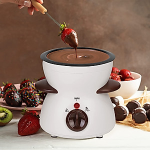 OFFKITSLY Fondue Pot Set, Mini Electric Fondue Pot Set for Melting Chocolate Cheese, Chocolate Meting Pot fondue maker Machine with Dipping Forks For Holiday Birthday Party Gift-White