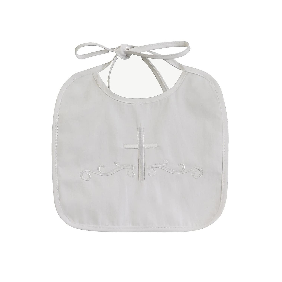 Pink Princess White Baptism Bib Boy - Christening Cotton Baby Baptism Bibs with Embroidered Cross - Baptismal Gifts and Accessories