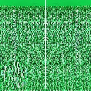 Green Fringe Curtain Party Streamers 2Pack 3.3x6.6 Ft Foil Fringe Backdrop Curtains for Birthday Wedding Bridal Baby Shower Holiday Tinsel Streamers Green Party Christmas Decorations Door Streamers