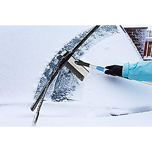 Extendable Snow Brush with Squeegee & Ice Scraper - Eva Foam Comfort Grip on Aluminum Handle, T-Shape Telescopic Auto Ice Scraper and Snow Brush - Car Truck SUV Windshield
