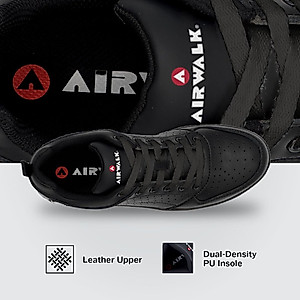 Airwalk Arena Low Top Composite Toe Men’s Industrial Work Shoes, Black/Black, Size 9, Medium, Comfortable & Light Work Shoes for Men, Electric Hazard, Slip Resistant