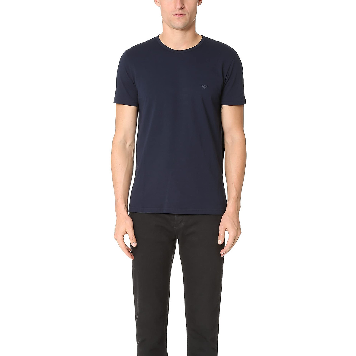 Emporio Armani Men's Cotton Crew Neck T-shirt Base Layer Top, Grey/Navy/Black, Medium US