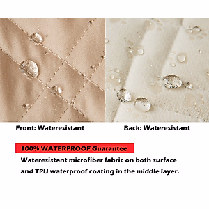 Ameritex Couch Sofa Slipcover 100% Waterproof Nonslip Quilted Furniture Protector for Dogs, Children, Pets, Machine Washable (Beige, 68")