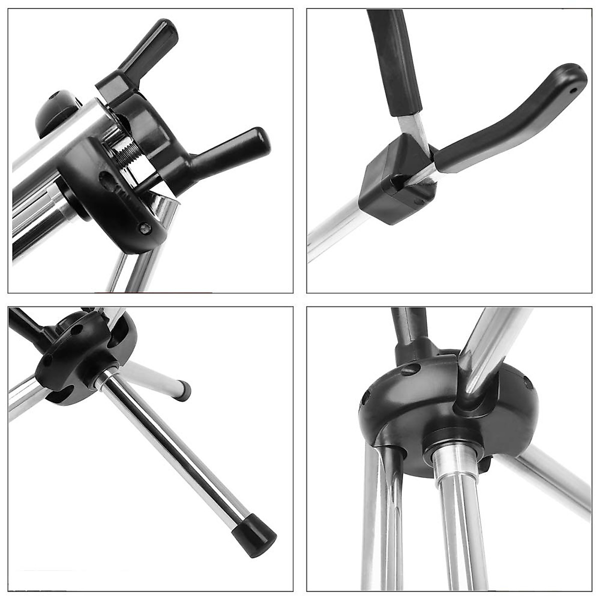 Mowind Foldable Alto Saxophone Stand Stainless Steel Sax Stand Holder Portable Saxophone Bracket Adjustable Stand with Leather Bag