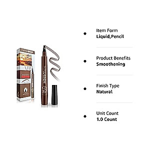 4 Point Eyebrow Pencil Dark Brown Waterproof Tint Makeup Pen Creates Natural Looking Brows and Stays on 24H