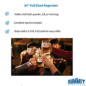 Summit 24 Inch Black Kegerator Full Sized Beer Dispenser Single Tap Included - SBC635MBK