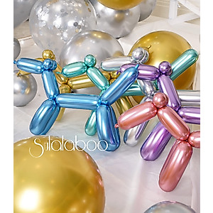 SULALABOO Metallic 260 Balloons 80PCS Multicolored Latex Long Shiny Balloon to Twisting Flowers Animals for Birthday Party Anniversary Wedding or Other Party Events and Festivals