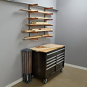 Bora Wood Organizer and Lumber Storage Metal Rack with 6-Level Wall Mount – Indoor and Outdoor Use, In Orange | PBR-001