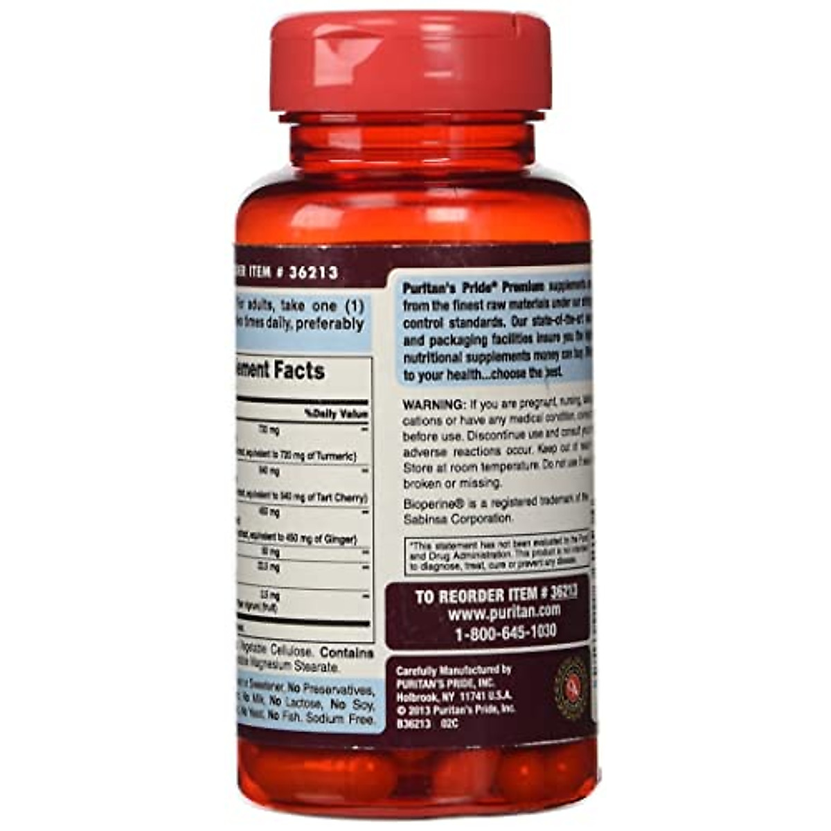 Puritan's Pride Tart Cherry Turmeric Complex-60 Capsules