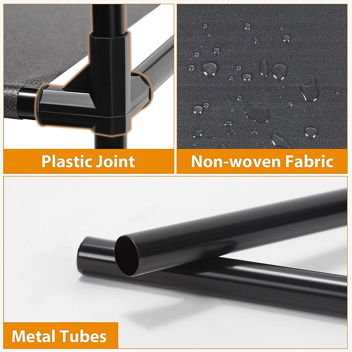 HAITRAL Small Fabric Dresser and Chest of Drawers - Bedside Table with 3 Fabric Storage Drawers & Shelves - Storage Drawer Units for Bedroom,Living room,Dorm (Black)