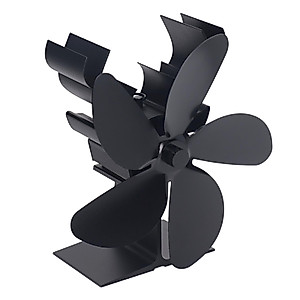 Heat Powered Wood Stove Fan 5 Blade Aluminum Alloy Fireplace Fan Low Noise Strong Heat Dissipation Eco Fan for Home Fireplace