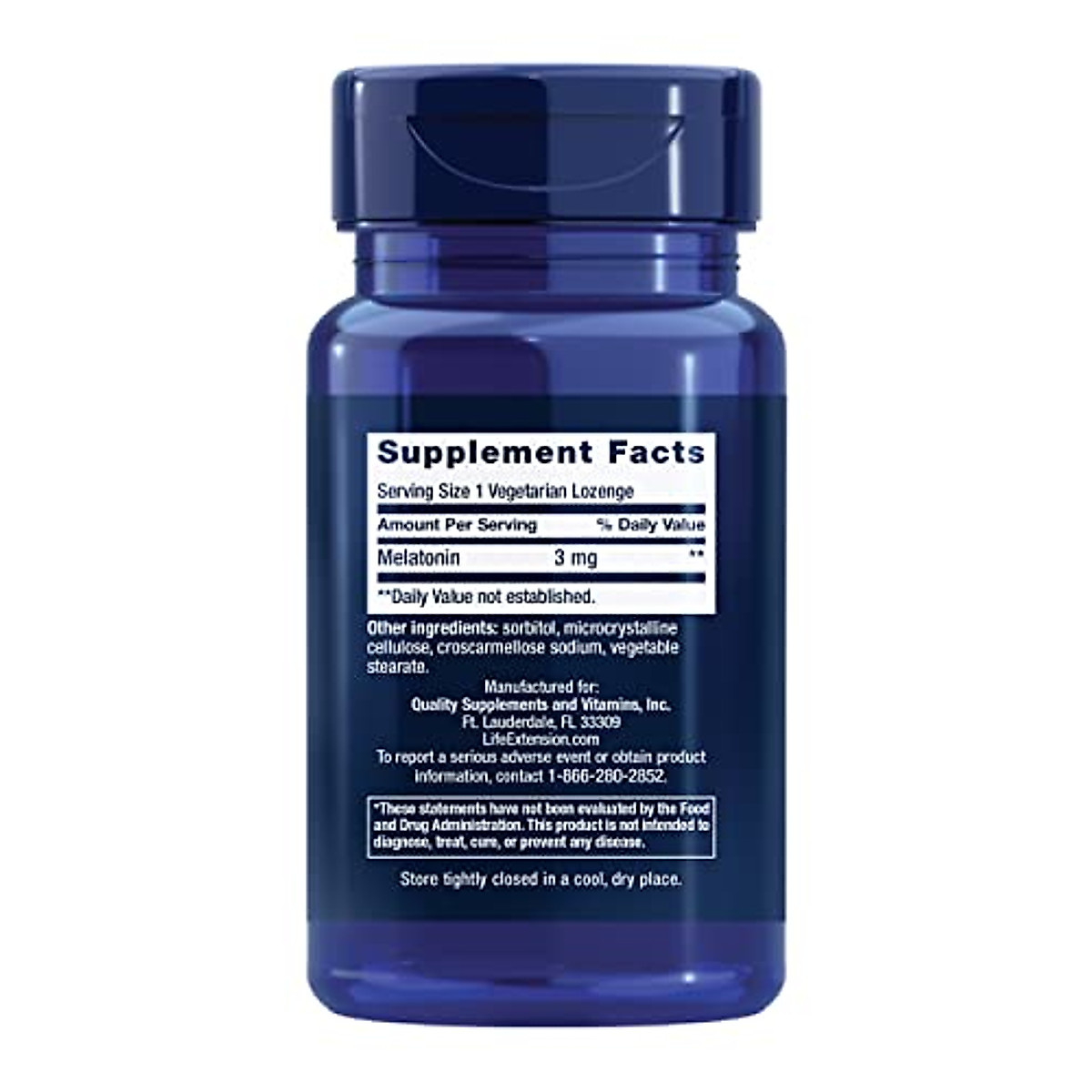 Life Extension Melatonin 3 mg Lozenges - Support Healthy & Restful Sleep, Immune Health & Circadian Rhythms - Melatonina Supplement - Non-GMO, Gluten-Free, Vegetarian - 60 Fast Dissolve Lozenges