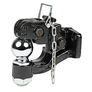 Mytee Products Pintle Hitch with 2-5/16-Inch Trailer Ball, 8 Ton Combination Hitch with Mounting Kit | Bolt On Adjustable Pintle Hook Ball Combo - Powder-Coated, Heavy-Duty