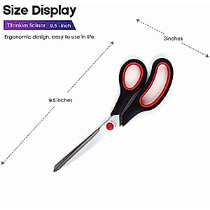 Two sets of scissors Sewing fabric scissors 9.5 "soft comfortable handle Sharp titanium coating forged stainless steel scissors Multi purpose tailor paper cutting color office scissors