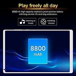 PUSOKEI 8in Android Tablet, Octa Core CPU 4GB RAM 64GB ROM(128GB Expandable Storage), HD IPS Touch Screen, 8MP Dual Camera, Bluetooth, WiFi, Dual SIM Slot, USB C Calling Tablet(Gold)