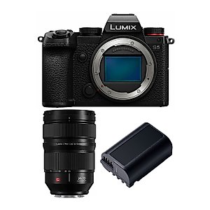 Panasonic LUMIX S5 4K Mirrorless Full-Frame L-Mount Camera (Body Only) with S-E2470 LUMIX S Pro 24-70mm and DMW-BLK22 Battery Bundle (3 Items)