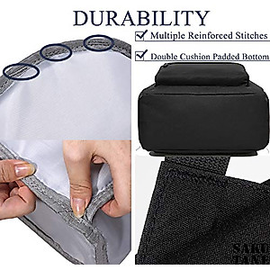 SAKUTANE Black Backpack 21Liter Waterproof School Bag 15.6 inch Laptop Mochila Plain No Logo Lots Pockets Teenagers Kids Men Women 33x14x44cm College Work Trip Gym Travel Roomy Daypack Lightweight