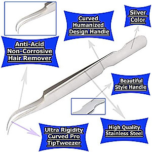 G.S Volume Tweezers Stainless Steel Ultra Rigidity Curved Curved Pro Beauty Eyelash Extension Tool Curved Humanized Design Handle ELT-036