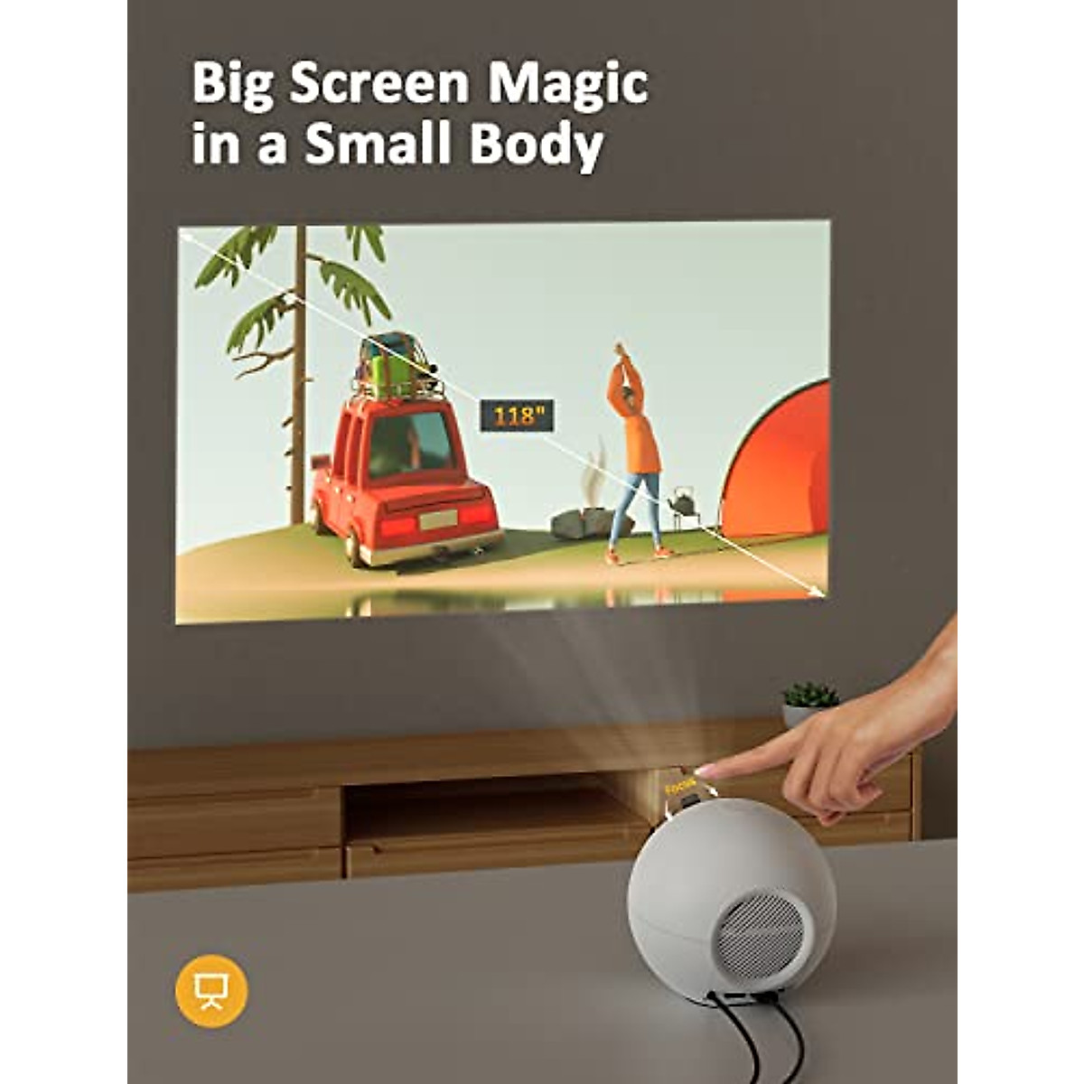 NexiGo Mini Portable Projector, for Cartoon, Kids Gift, 80 ANSI Lumen, Movie Projector, Native 720P Compatible with Full HD 1080P, up to 4K, HDMI, USB Interfaces (Pearl)