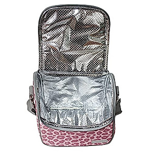 Kindness Footprint Lunch Bag Insulated Lunch Box Detachable Adjustable Strap… (Leopard Pink)