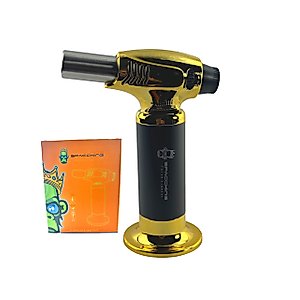 Space King Chrome Finish Wind-Proof Torch Lighter - Adjustable Flame - Child-Lock - Perfect for Camping, Kitchen, Backyard, Travel, Beach, BBQ, Mountain, Outdoors, Travel, Garage, and More. (Gold)