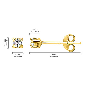 Small Gold Studs 2mm Stud Earrings Yellow Gold Flashed Sterling Silver 2mm Round Stud Cartilage Tiny CZ Earrings for Men Women