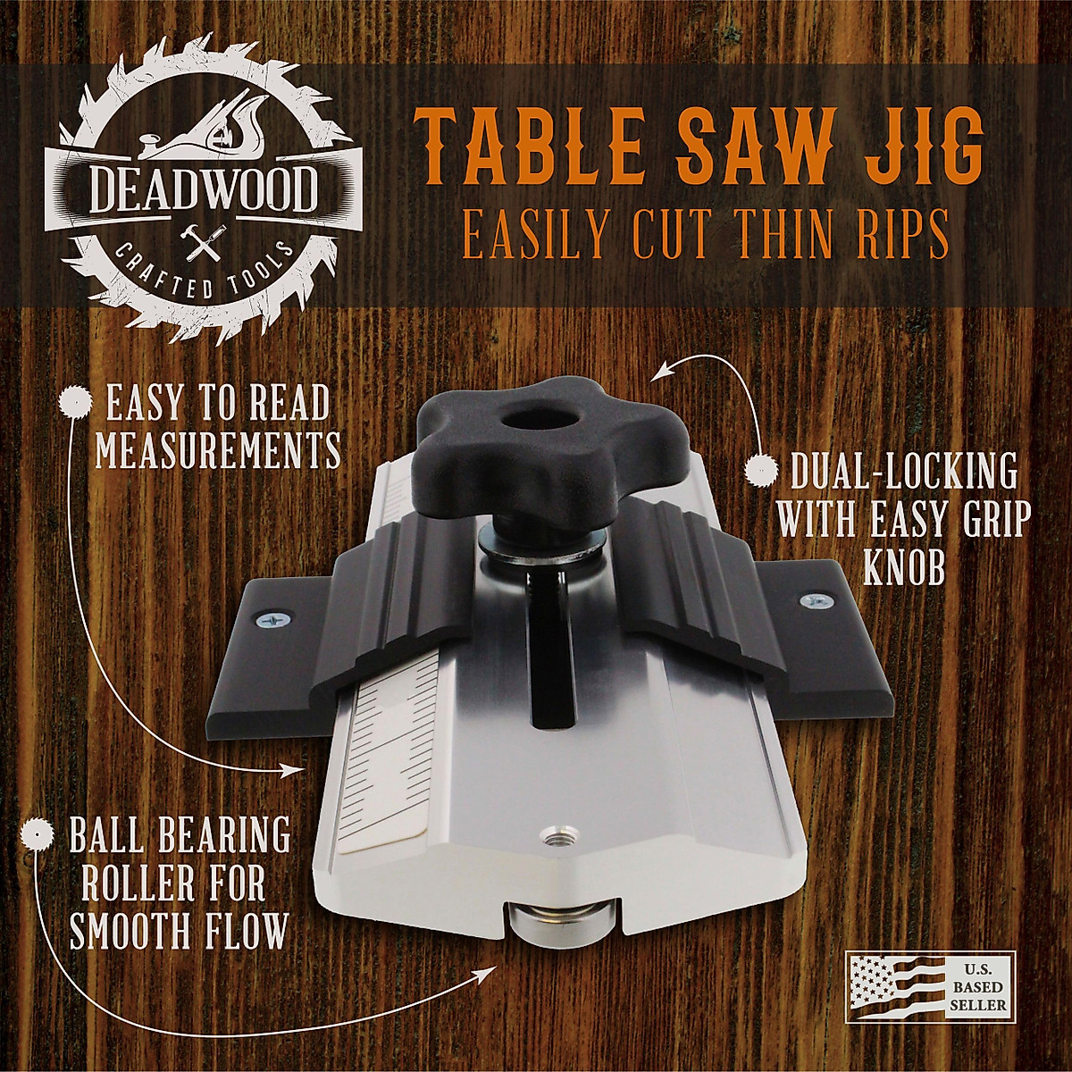 DCT Woodworking Thin Rip Table Saw Jig Guide Tool for Router or Band Saw Cutting Wood/Ripping Chair Slates, Cabinet