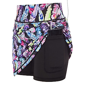 JACK SMITH Tennis Golf Skorts Skirts for Women Casual with Pockets Golf Apparel Athletic Skorts Skirts Active Skirts(M,Feather Print#)