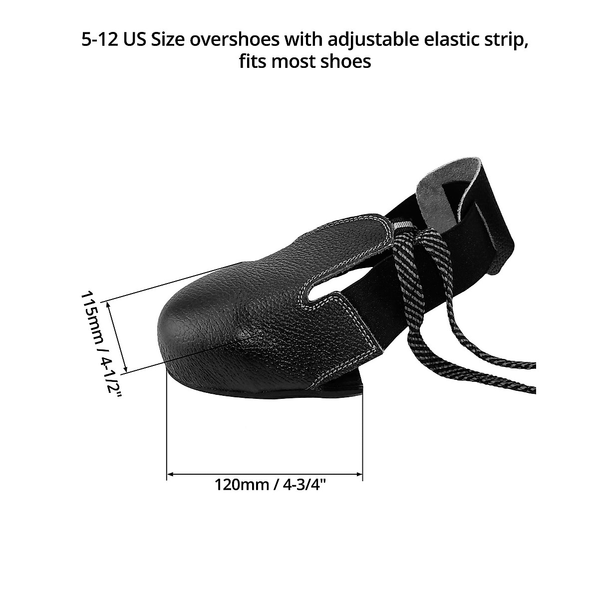 QWORK Steel Toe Cap Safety Overshoes Workplace Anti-smash Cover with Adjustable Strap for Men/Women, 1 Pair (Size 5-12 US)
