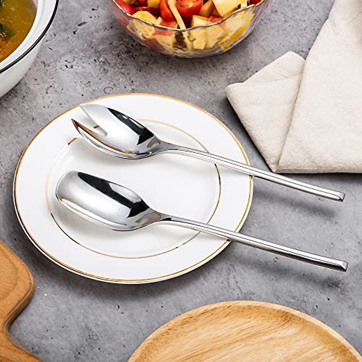 IMEEA Salad Servers 18/10 Stainless Steel Salad Serving Utensils Salad Spoon Fork 10-Inch