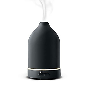 Brookstone Essential Oil Ceramic Diffuser, Ripple Ultrasonic Aromatherapy and Relaxation 60ml Oils Diffuser, Cool Air Mist Humidifier, Relaxing Fragrant Environment, for Any Room in Home or Office