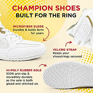 Yes! Athletics Champion1 Wrestling Shoes for Women and Girls - Lightweight, Durable MMA, Weightlifting, Boxing Shoes for Women - Gold, Size 6