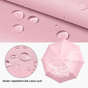 Trenovo Travel Umbrella - Mini Folding Compact Umbrella with Case, 8 Ribs Lightweight Portable Umbrella, Small Sun & Rain Pocket Umbrella for Girls and Women - Pink