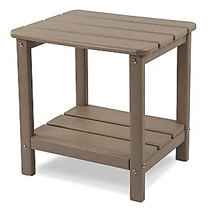 realife Outdoor Adirondack Side Table, Rectangular End Table for Patio, Garden, Porch and Indoor, Taupe