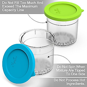ARCOOLOR Containers Replacement for Ninja Creami Pints and Silicone Lid, 4 Pack, Compatible with NC299AMZ & NC300s Series Ice Cream Maker with E-Cookbook, Airtight & Dishwasher Safe (MIX1)