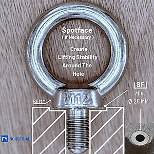 Stainless Steel Machinery Shoulder Lifting Eye Bolt (M12, 2 Items)