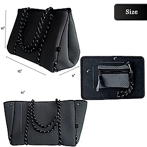 Pole Tribe Neoprene Tote Bags for Women, Lightweight Large Neoprene Bag I Superb Gym Tote or as Womens Travel Totes, made (Charcoal Grey)