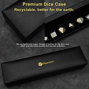 Haxtec Gemstone Dice Opal DND Dice Set with Dice Case Opalite D&D Dungeons and Dragons Dice TTRPG DND Master Gift