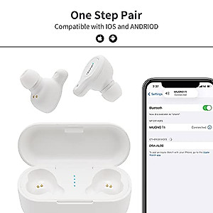 MIUONO Wireless Ear Buds, T1 Bluetooth Earbuds with Microphone, Type-C Charging Case Stereo Enhanced Deep Bass TWS Earphones for Sport