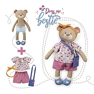 kullaloo Doll Sewing Panel for Intermediate Skills ✦ with Video Instructions ✦ Cut & Sew Fabric Panel Doll with Clothes: Dress Me Bestie Betsy Bear