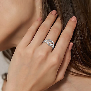 STARCHENIE Silver Promise Ring Sterling Silver Double Heart Ring Jewelry for Women
