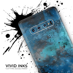 DesignSkinz Blue and Teal Painted Universe Protective Vinyl Decal Wrap Skin Cover Compatible with The Samsung Galaxy S20 (Screen Trim & Back Glass Skin)
