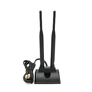 2.4GHz 5GHz Dual Band RP-SMA Male WiFi Antenna + IPEX MHF4 to RP-SMA Female Cable 9.8 inch for M.2 NGFF Network Card PC Computer
