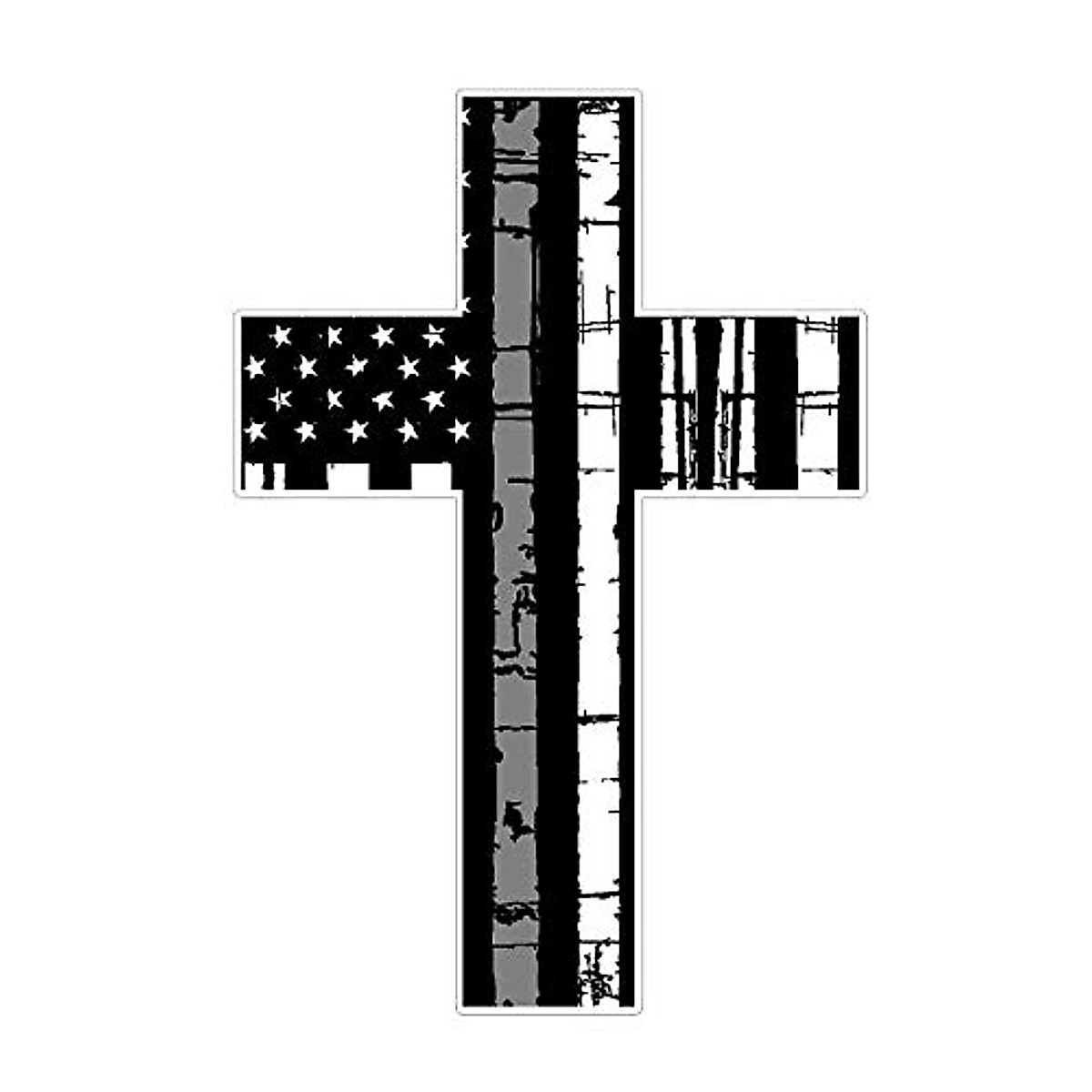 American Flag Cross (I56) Grey Line Corrections Decal Sticker Distressed Car Laptop/Netbook Window 4" Inch- by CustomDecal US