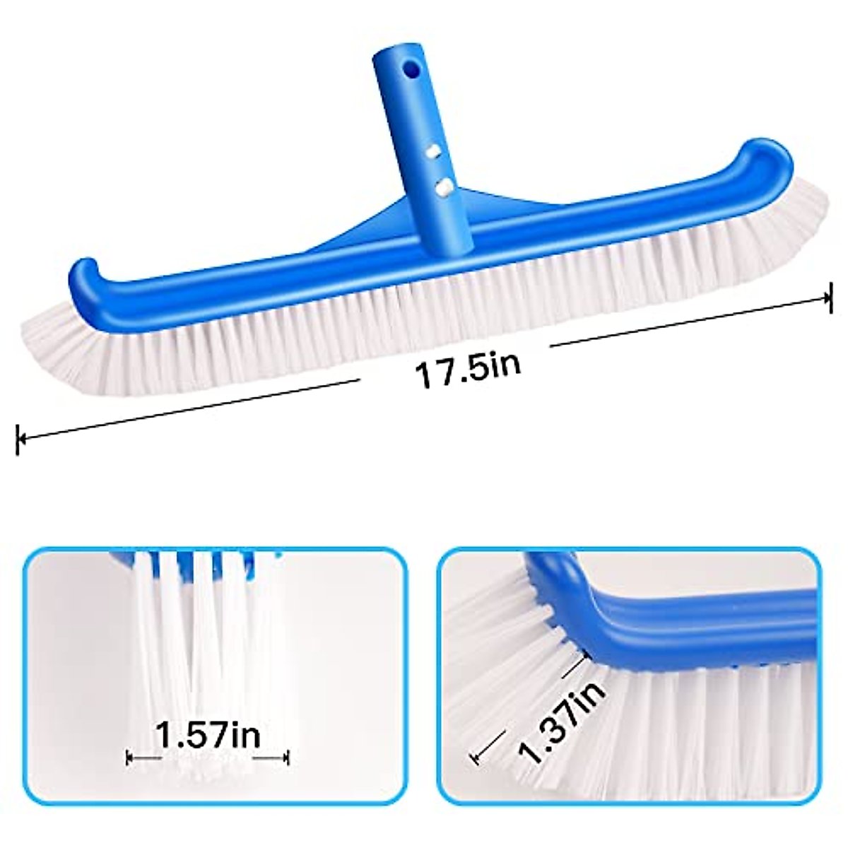 TidyMister Pool Brushes for Cleaning Pool Walls Strong Pool Brush Head for Inground & Above Ground Pools 90 Degrees 17.5'' Pool Scrub Brush for Corners, Curves,Steps,Ladders,Professional Pool Cleaner