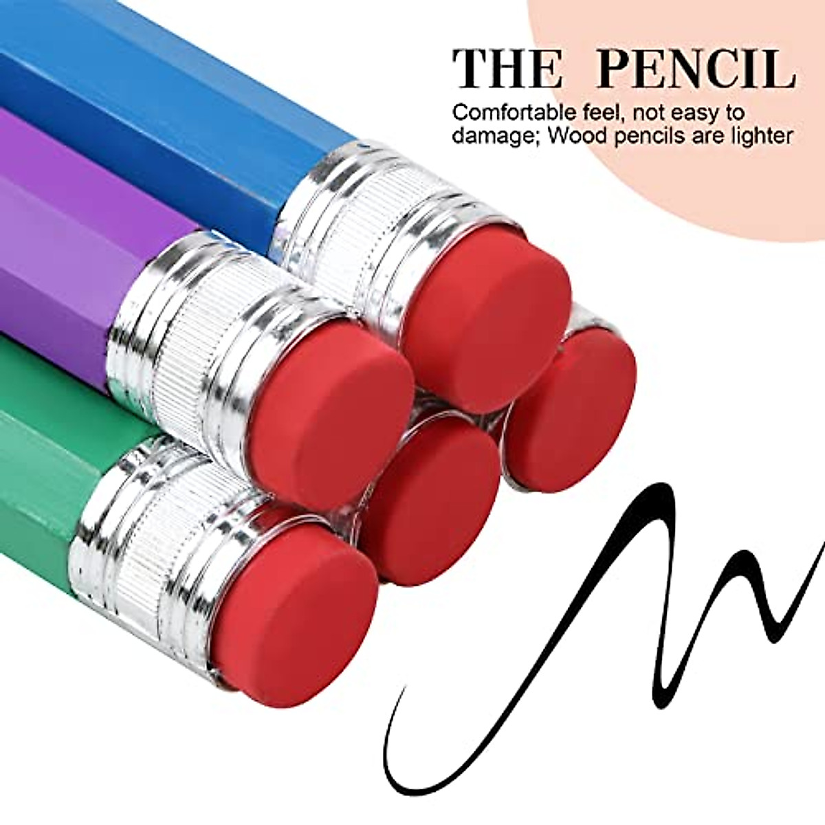 Bercoor 5 Pieces 13.1 Inch Wooden Jumbo Pencils for Props Gifts Decor, Fuuny Big Novelty Pencil with Eraser and Cap Wood Giant Pencil for Schools and Home Kids Writing