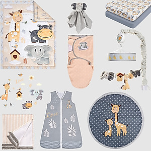 OBERLUX Crib Bedding Set + Baby Play Mat + Musical Crib Mobile - Baby Nursery Room Bundle Set